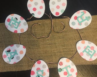 printable easter egg banner reads HAPPY EASTER cute colorful