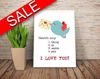Love you poster | Etsy