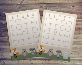 Baby Shower BINGO Woodland Animals