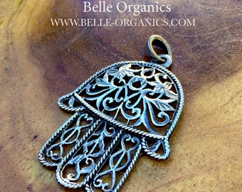 Silver hamsa pendant | Etsy