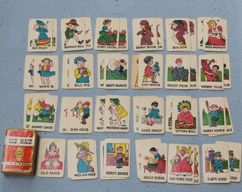Vintage old maid cards | Etsy