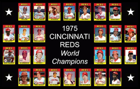 1975 Cincinnati Reds World Series Team Baseball Card Poster