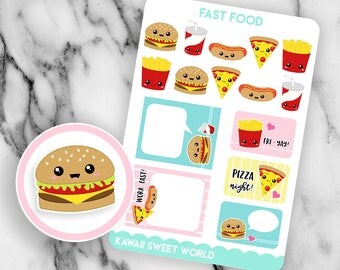 Kawaii food stickers | Etsy