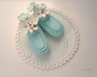 Fondant baby booties | Etsy