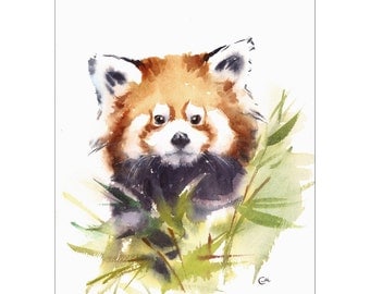 Red panda painting | Etsy