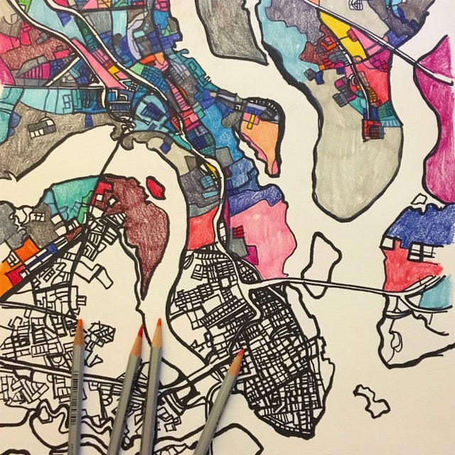 Abstract Map Prints of City Neighborhoods by CarlandCartography