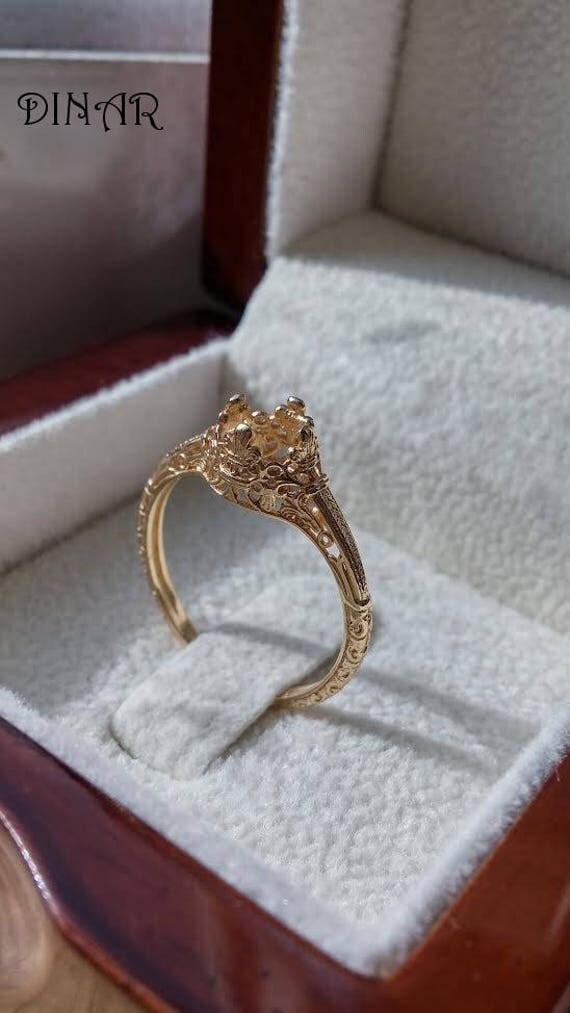 14k gold ring without gemstone Ring setting Vintage gold