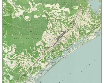 Topsail island map | Etsy