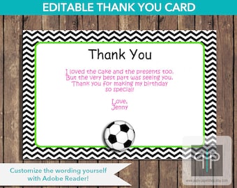 Items similar to Soccer Thank You Cards - Soccer Party Favor Tags ...