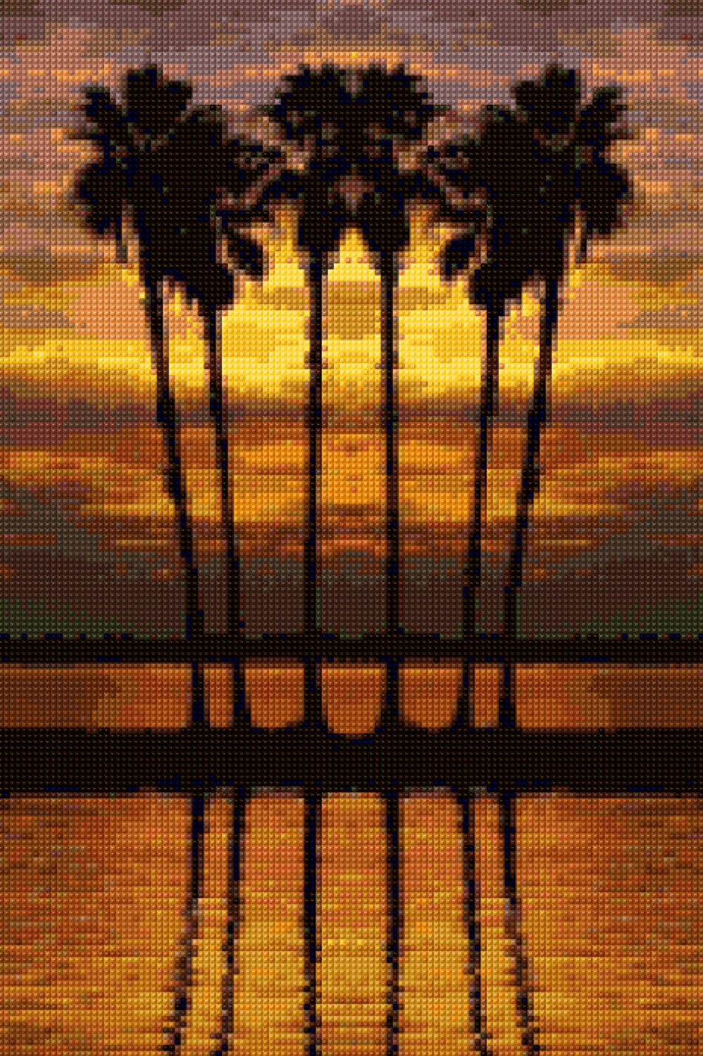 Tropical Sunset Cross stitch pattern PDF EASY chart with one