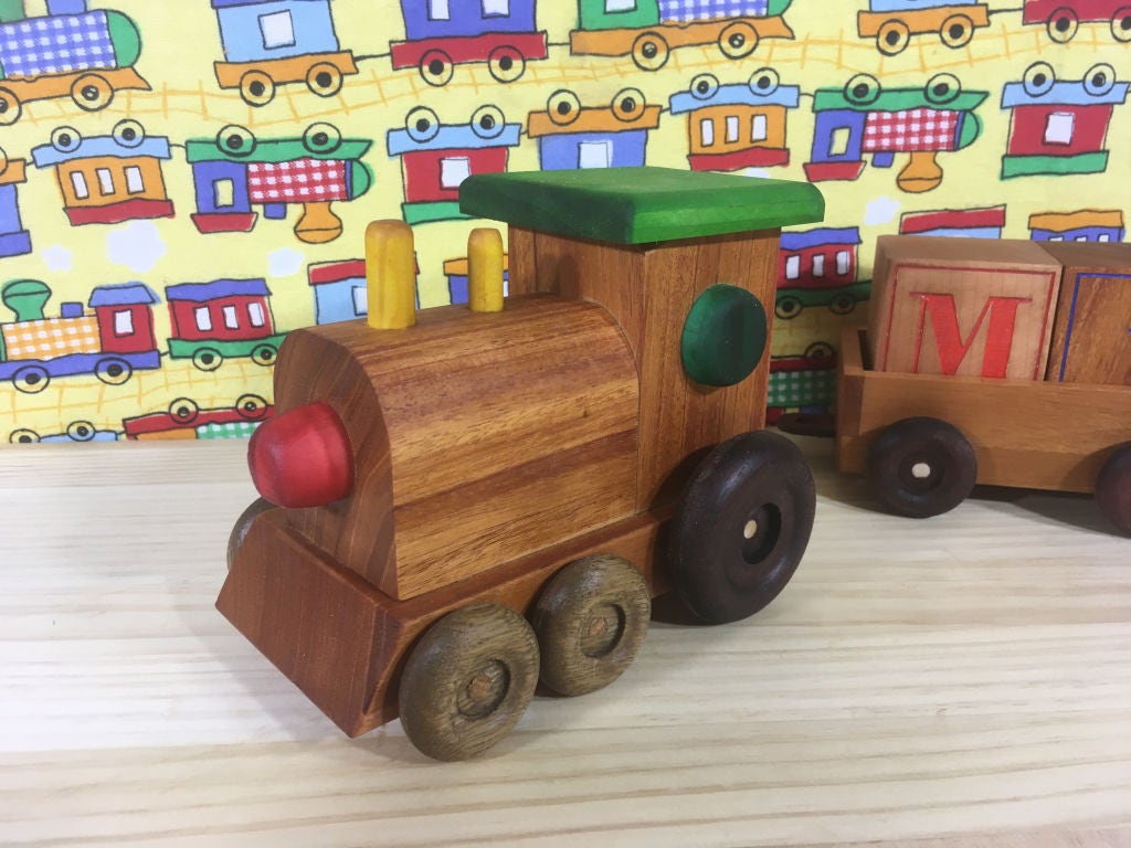 Wooden Train with Blocks. Large handmade train suitable for