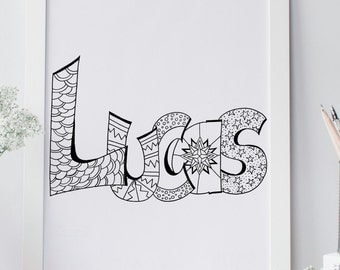 Lucas name art | Etsy
