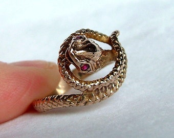 Gold snake ring | Etsy