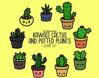 Kawaii cactus art | Etsy