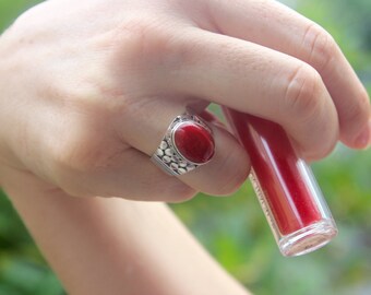 Red stone ring | Etsy