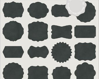 SALE Kraft Paper Labels CLIP ART Set 16 vintage labels frames