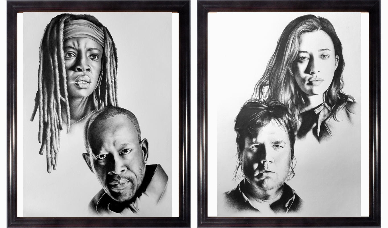 The Walking Dead Pencil Portrait Drawing by CharlotteBrookeArt