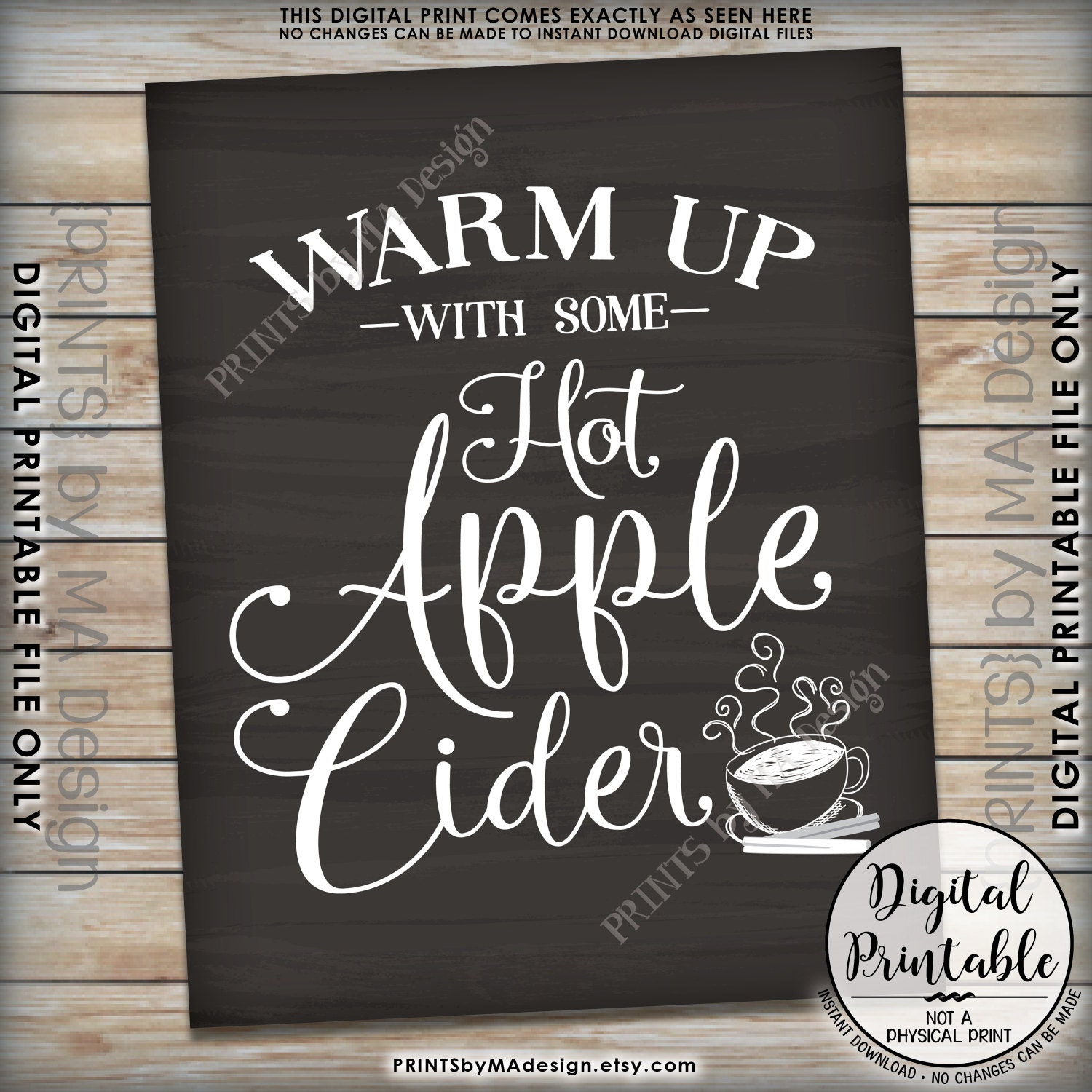 Apple Cider Sign, Warm Up with some Hot Apple Cider, Fall, Autumn ...