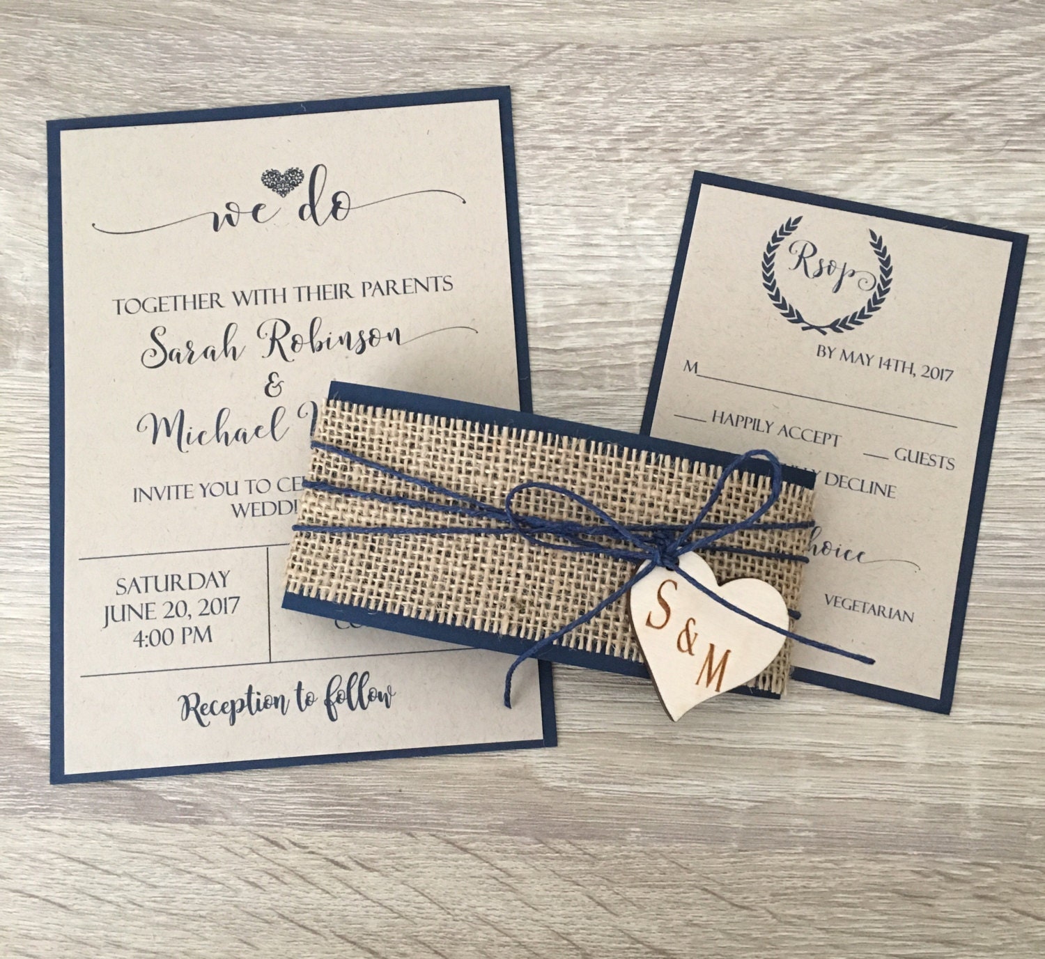 rustic wedding invitation burlap wedding by RusticInvitesAndmore