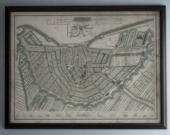 Old Map of Amsterdam Netherlands 1727 Antique Vintage Map
