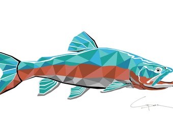 Geometric art fish | Etsy