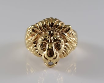 Gold lion ring | Etsy