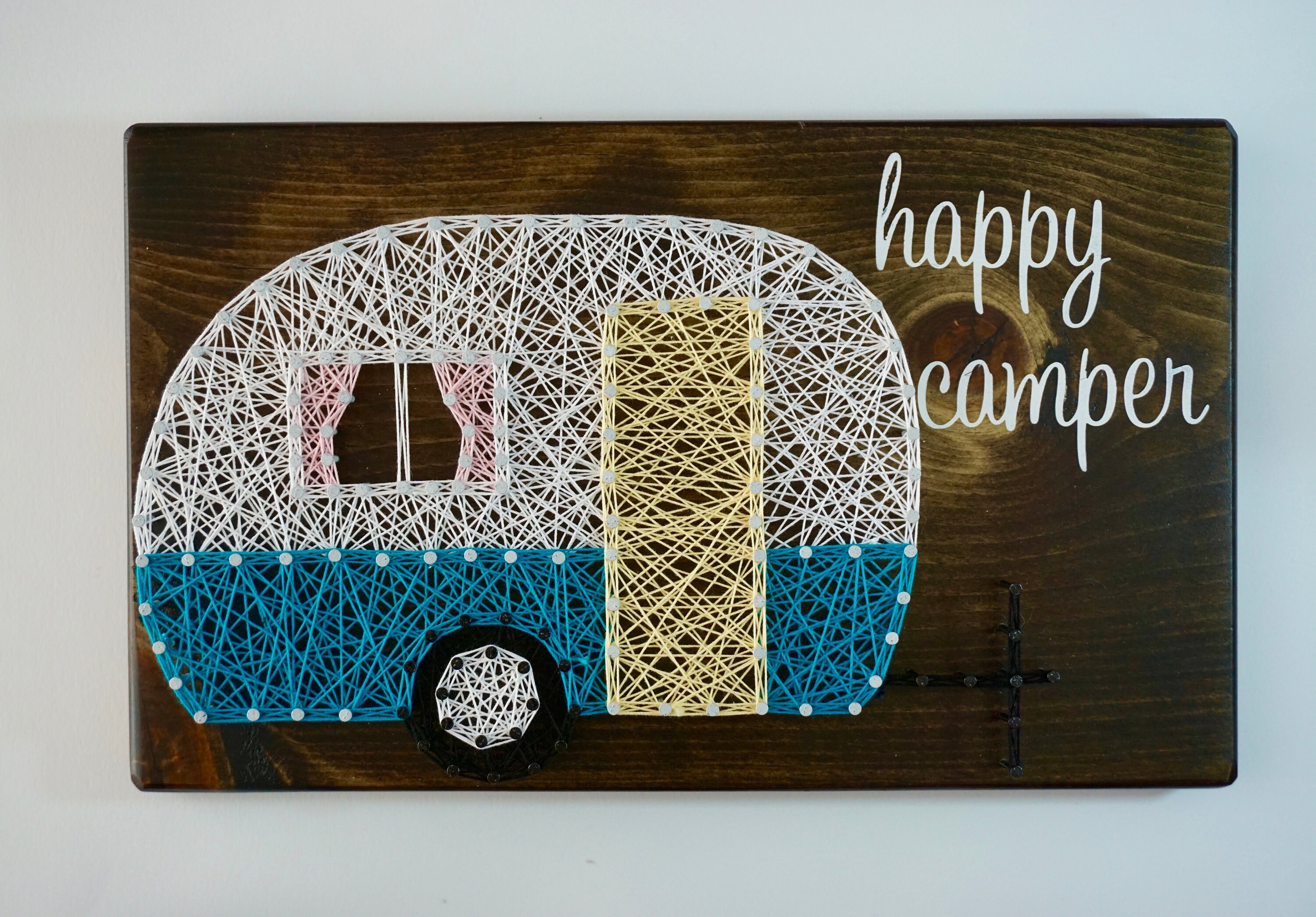 Happy Camper String Art Vintage Camper Sign Camper Wall Sign
