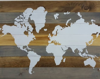 Wood map | Etsy