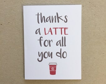 Thanks a latte card | Etsy