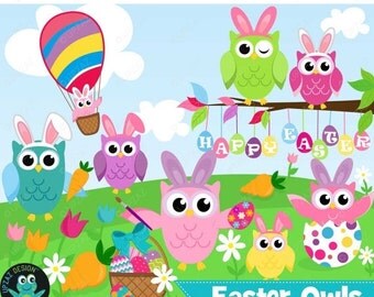 Easter owl clip art | Etsy