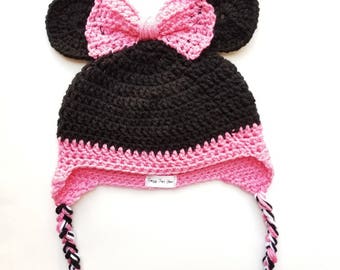 Minnie Mouse beanie/ Hat crocheted Disney character hat