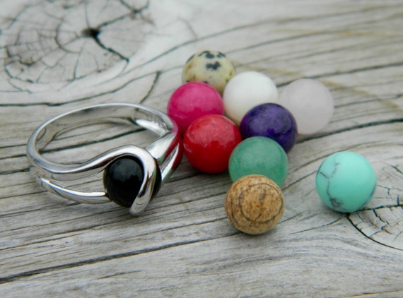 Interchangeable ring with 10 8mm semi precious stones