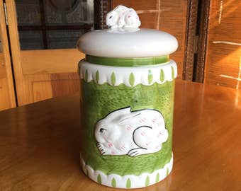 Rabbit cookie jars | Etsy