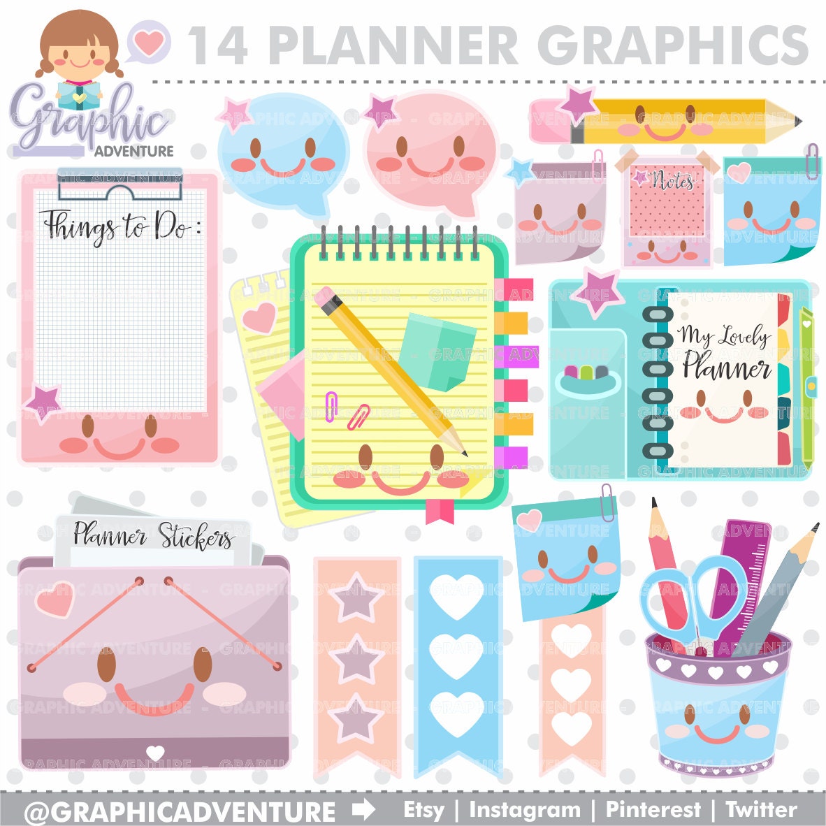 75%OFF Planner Clipart Planner Graphics COMMERCIAL USE