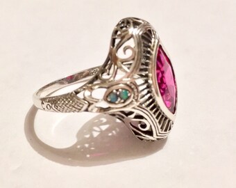 Pink fire opal ring | Etsy