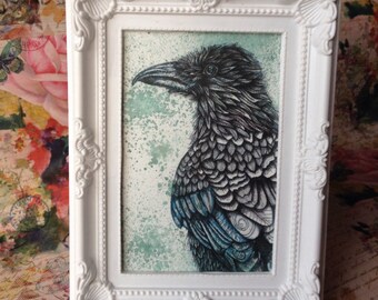 Unique raven drawing related items | Etsy
