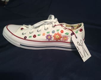 Embroidered converse | Etsy