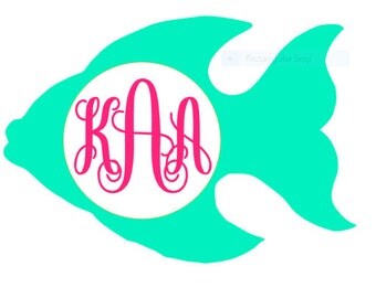 Fish monogram decal | Etsy