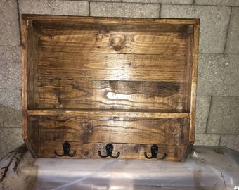 24 Handcrafted Wooden Rustic wall mount Mail & Key Organizer