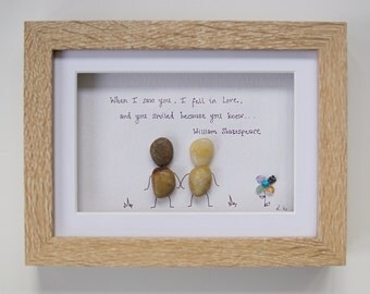 Framed pebble art | Etsy