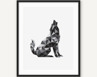 Geometric wolf | Etsy