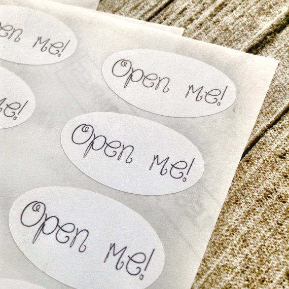 80 Open me stickers. Open me seals. Open Envelope seals. Open