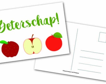 Apple greeting card | Etsy