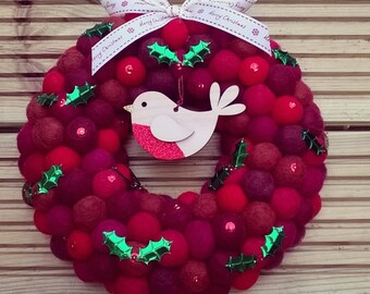 Felt ball wreath | Etsy