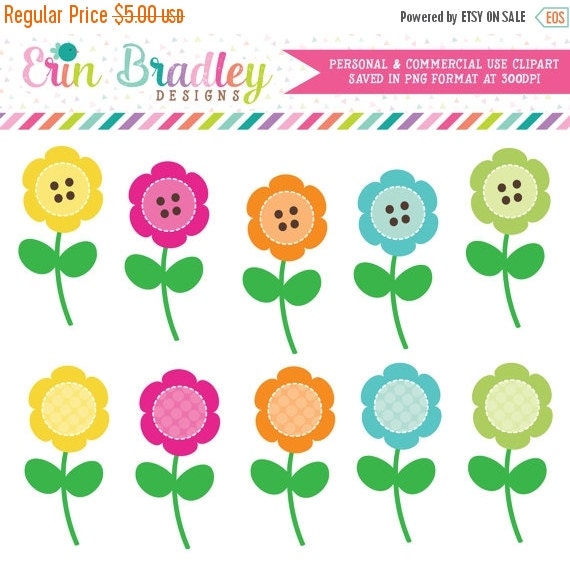 60% OFF SALE Spring Flowers Clipart Clip Art by ErinBradleyDesigns