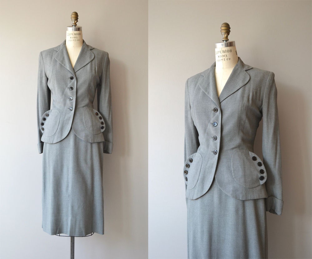 Buttoned Up suit vintage 1950s suit gabardine wool 50s