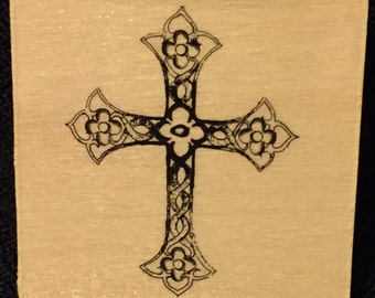 Cross rubber stamp | Etsy