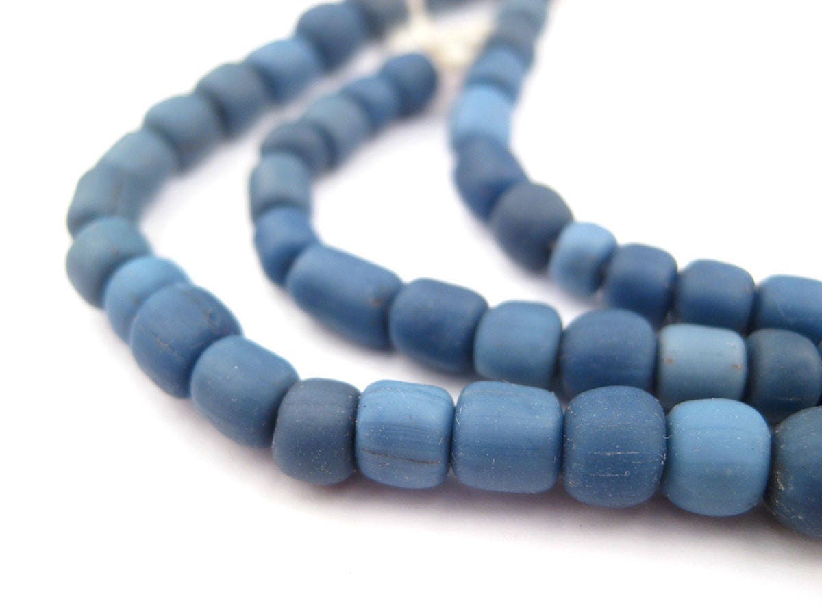 125 Dark Denim Java Glass Beads: Java Seed Beads Bali Glass