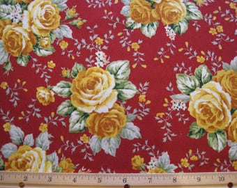 Yellow rose fabric | Etsy