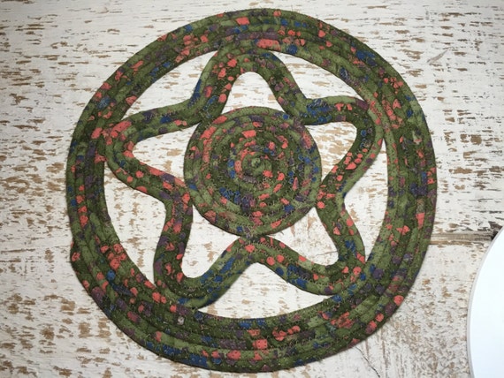 Items similar to Green Batik Star Cotton Pottery Trivet, Candle Mat, or ...